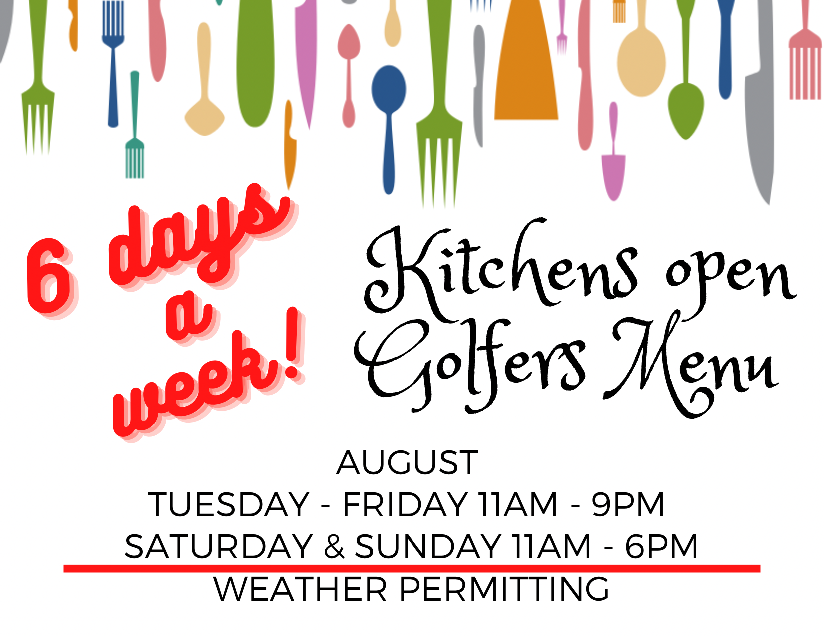 Kitchen now OPEN 6 days a week!! Golf/Eat/Drink! - Shamrock Heights